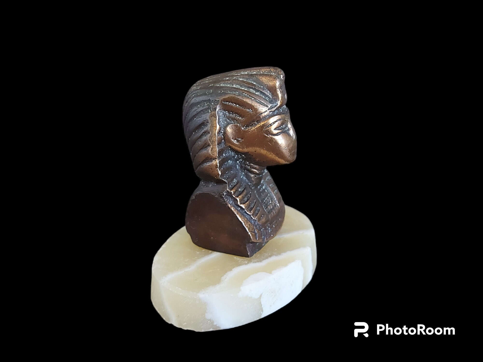 Egyptian Pharaoh King Tut Statue Copper Artwork on Marble Base Handmade ...