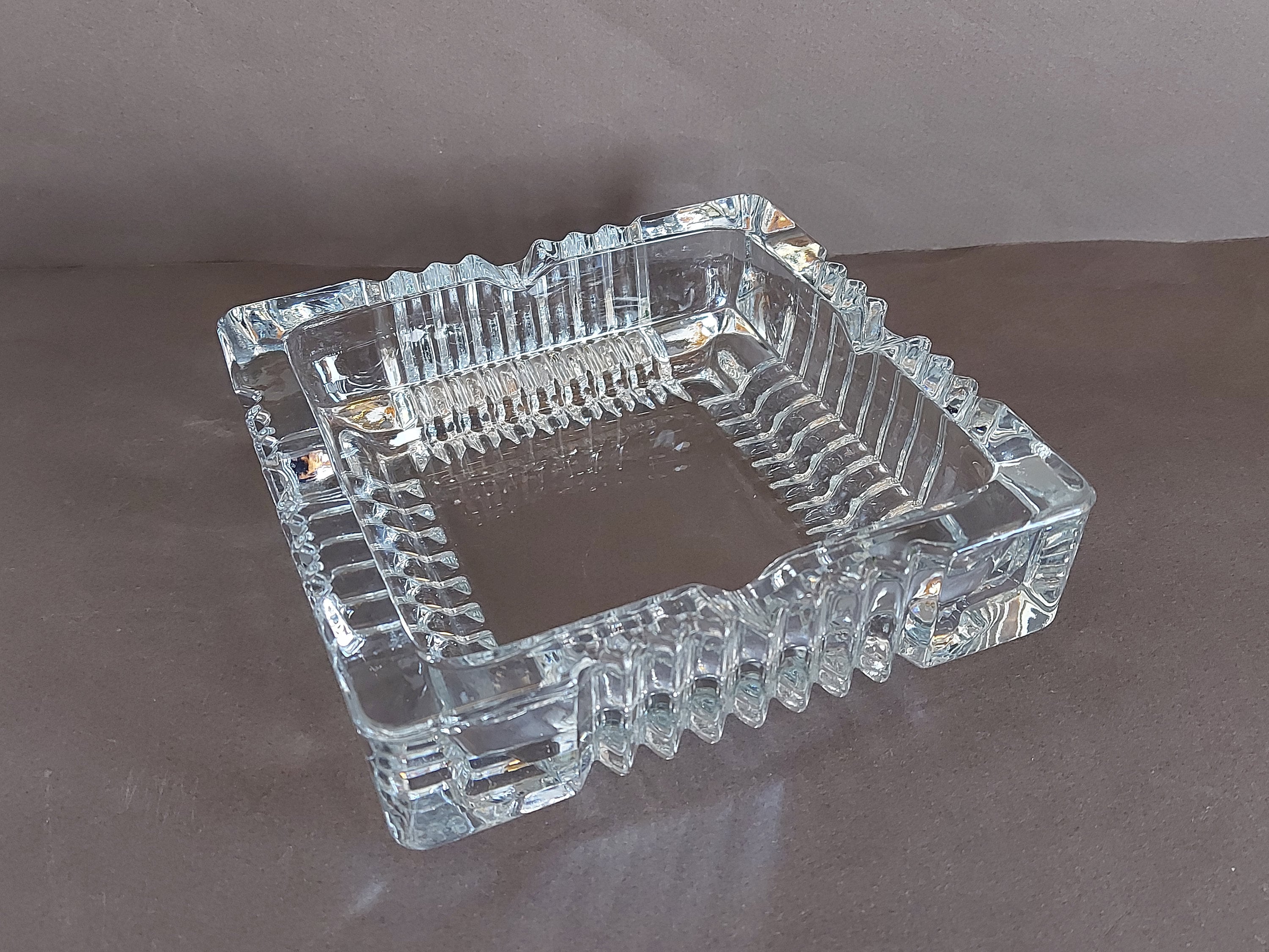 Art Glass Ashtray Cigars Cigarette Crystal Glass Large & Heavy Ash Tray ...