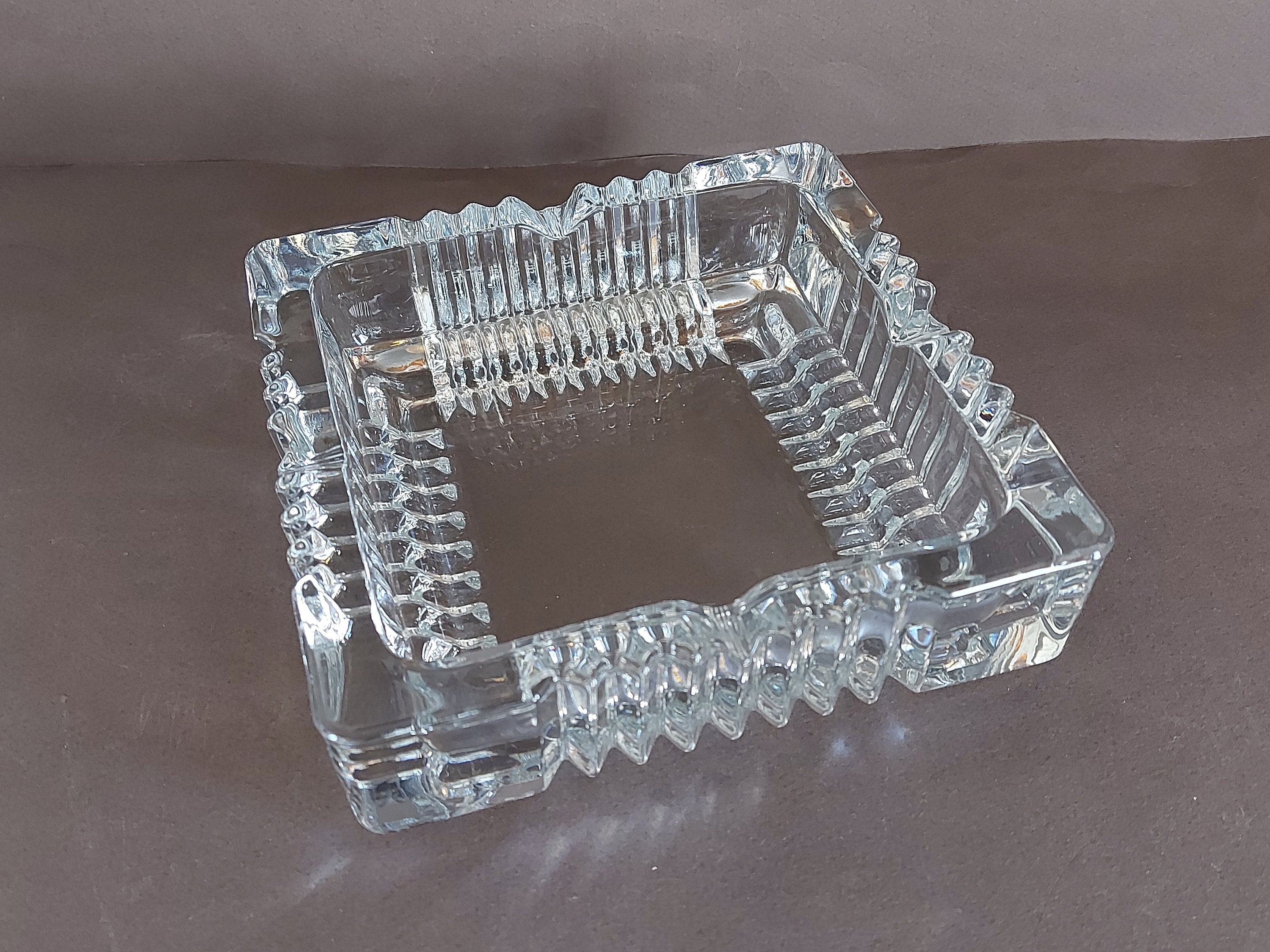 Art Glass Ashtray Cigars Cigarette Crystal Glass Large & Heavy Ash Tray ...
