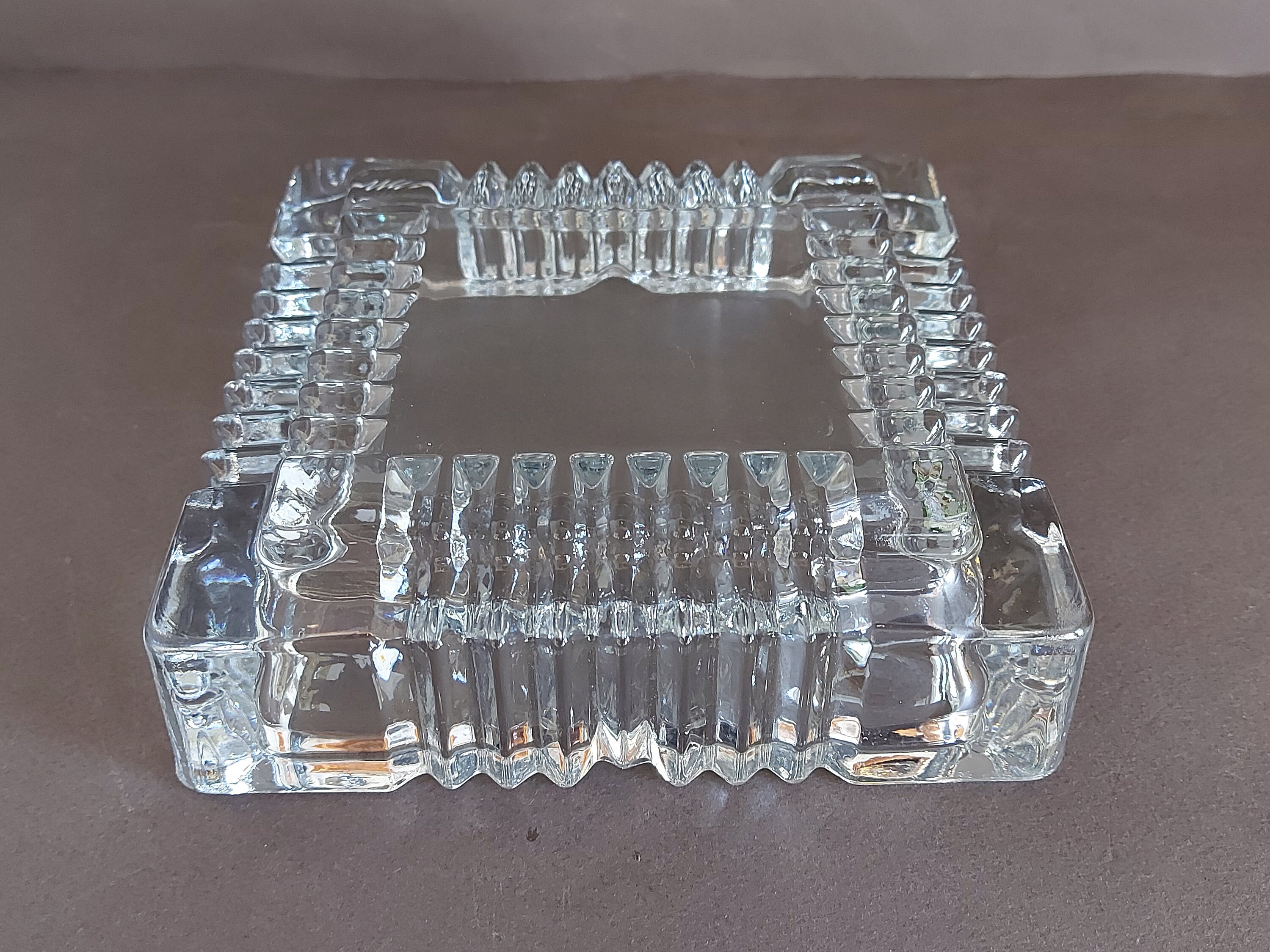Art Glass Ashtray Cigars Cigarette Crystal Glass Large & Heavy Ash Tray ...
