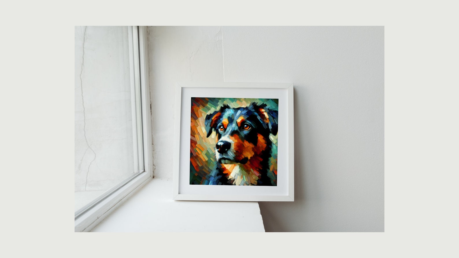 Impressionist Cubist Dog Art Colorful Geometric Pet Painting Instant ...
