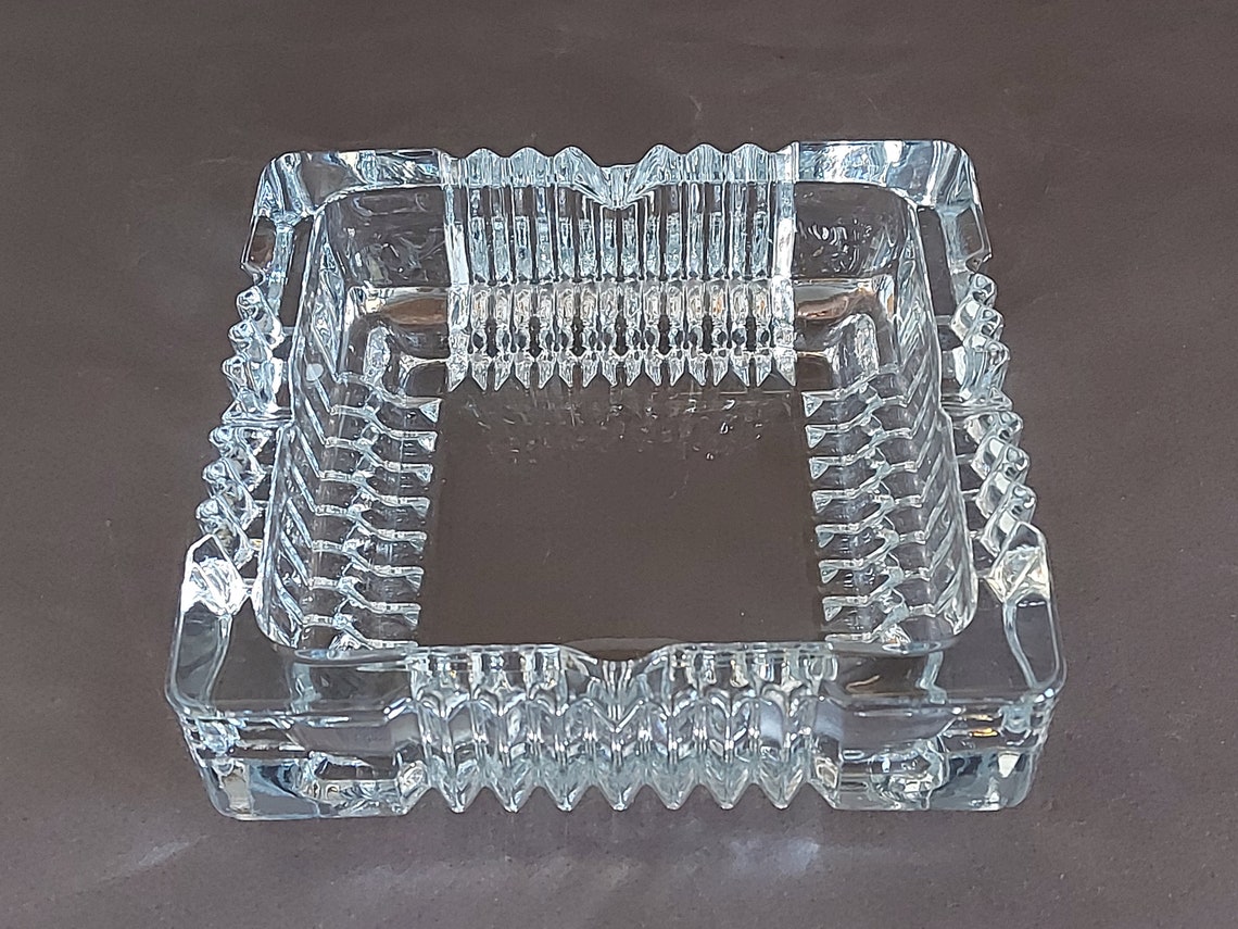 Art Glass Ashtray Cigars Cigarette Crystal Glass Large & Heavy Ash Tray ...
