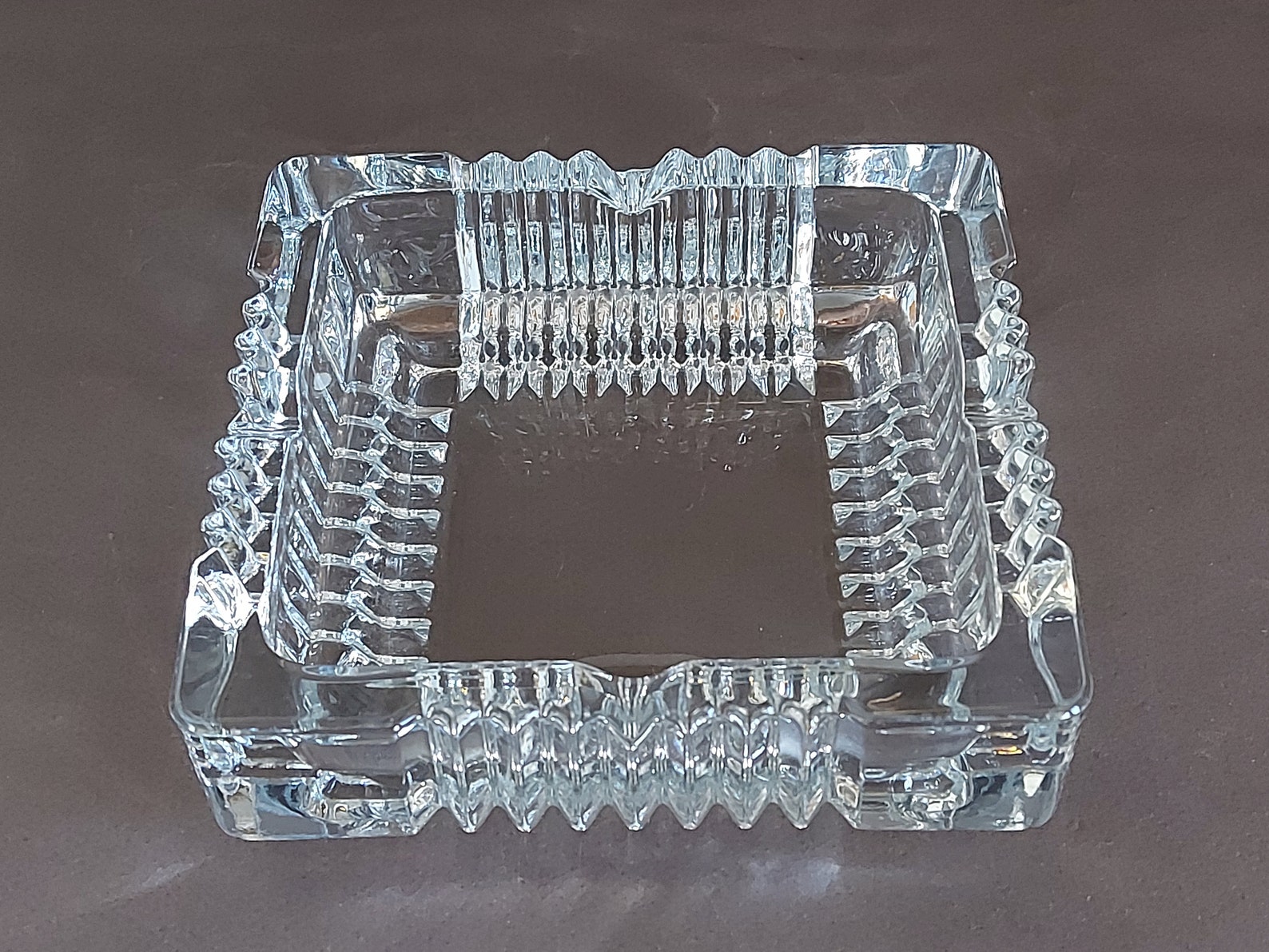 Art Glass Ashtray Cigars Cigarette Crystal Glass Large & Heavy Ash Tray ...