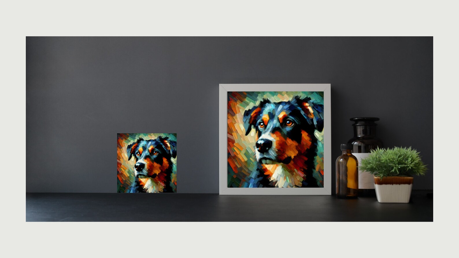 Impressionist Cubist Dog Art Colorful Geometric Pet Painting Instant ...