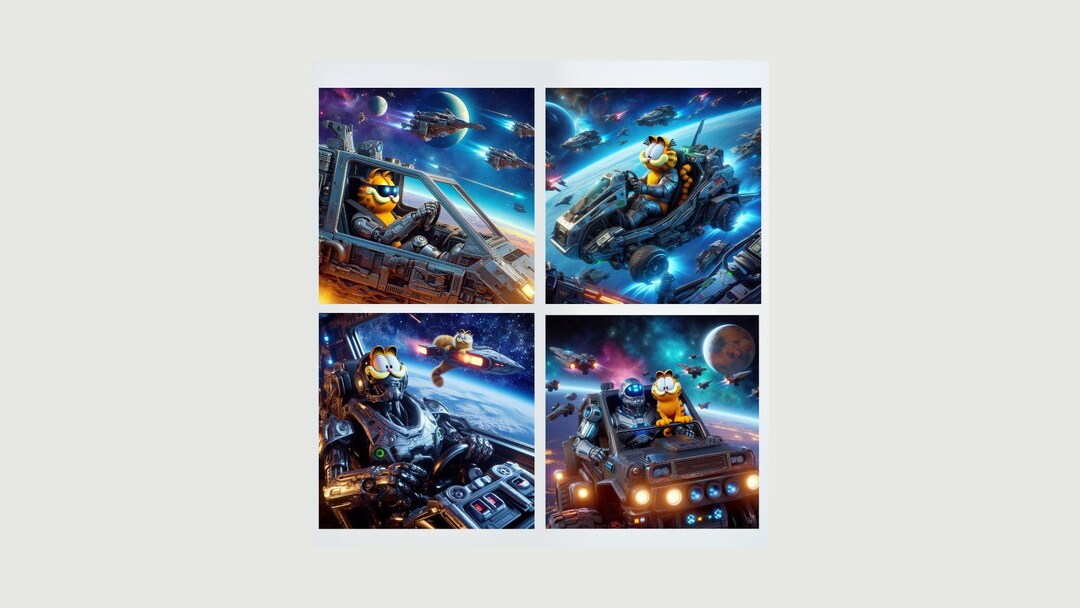 Garfield Cat Poster Set of 4 Cosmic Adventures Interplanetary Wagon ...