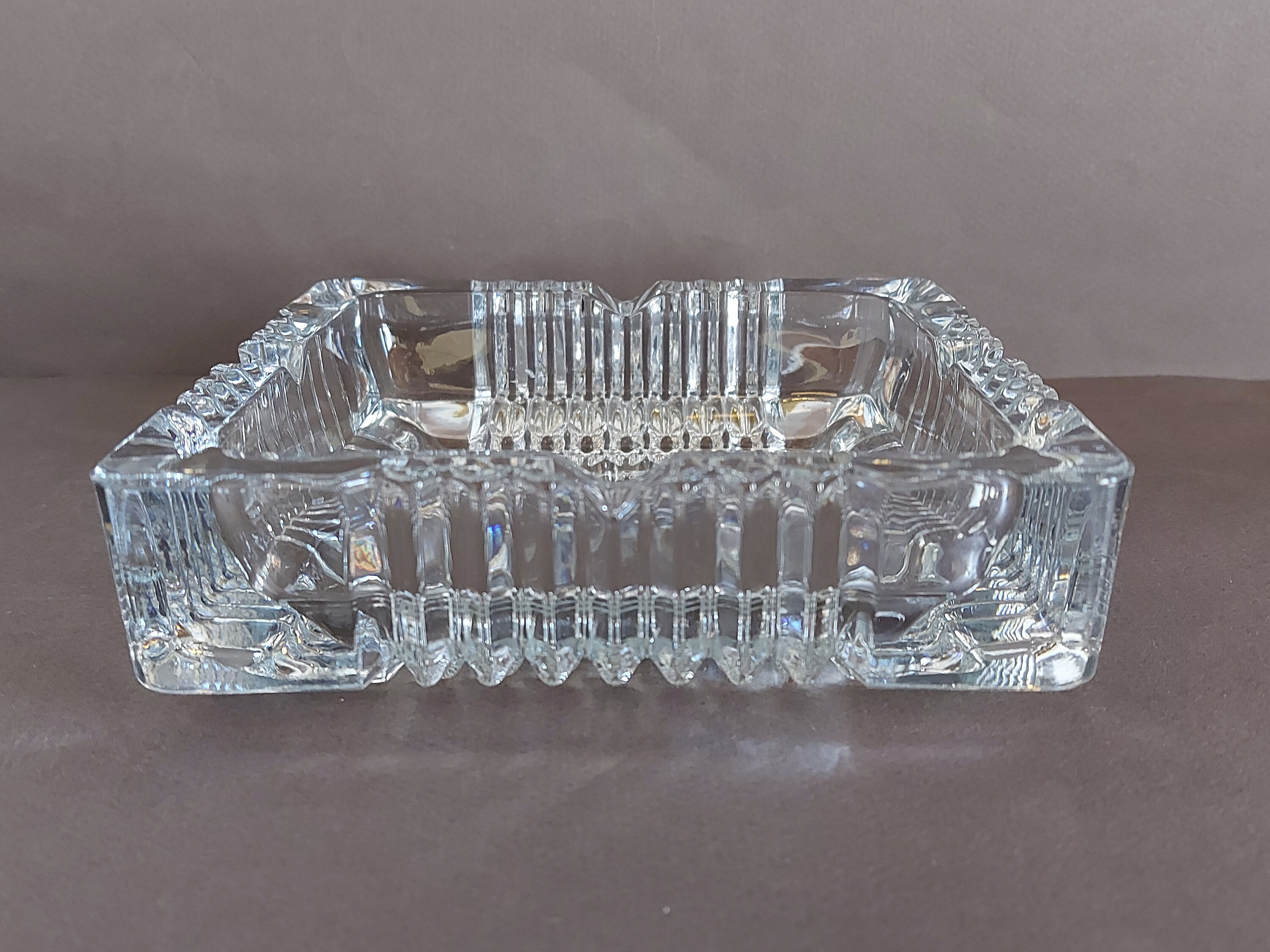 Art Glass Ashtray Cigars Cigarette Crystal Glass Large & Heavy Ash Tray ...