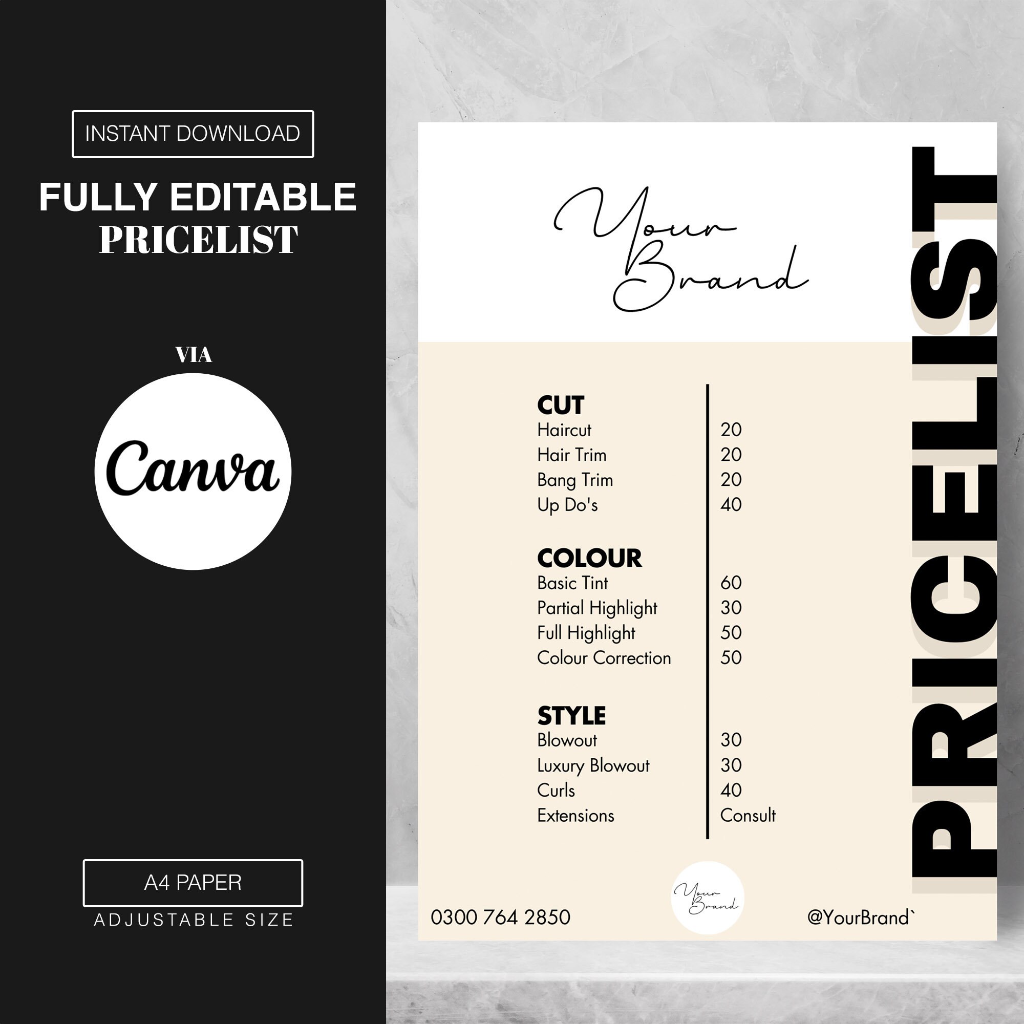 Editable Pricelist Template Editable on Canva Modern - Etsy UK