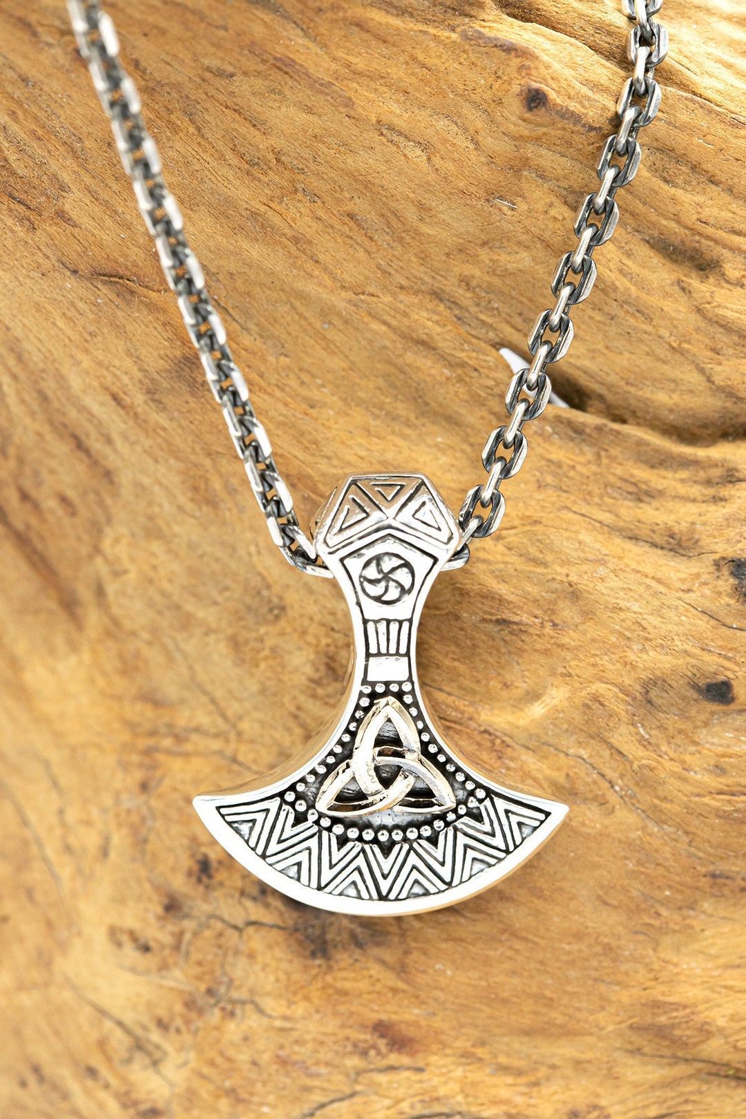 Viking Mammen Axe With Celtic Knot Two Tone Pendant - Etsy
