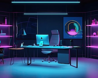 Neon Zoom Virtual Background, Spacious Zoom Meeting Backdrop - Etsy