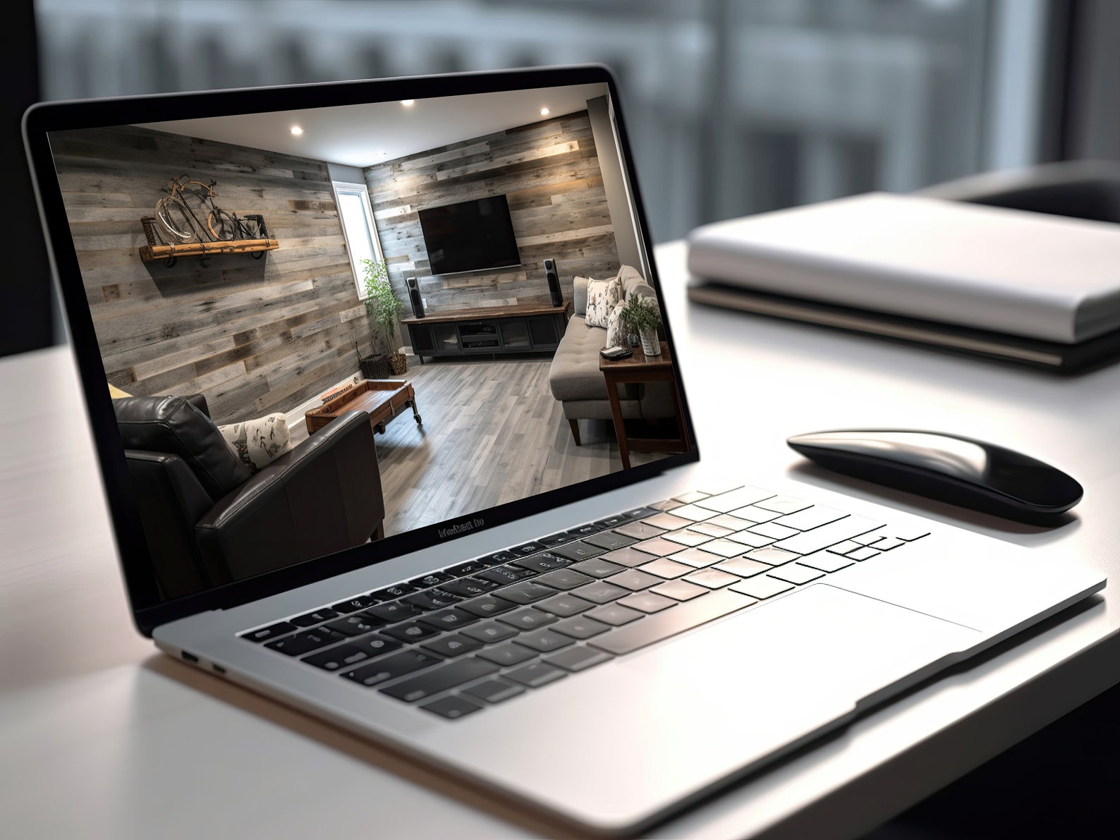 Farmhouse Zoom Backdrop, Grey Accent Wall Design, Farmhouse Zoom ...