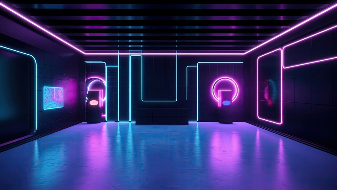 Neon Zoom Virtual Background, Spacious Zoom Meeting Backdrop - Etsy