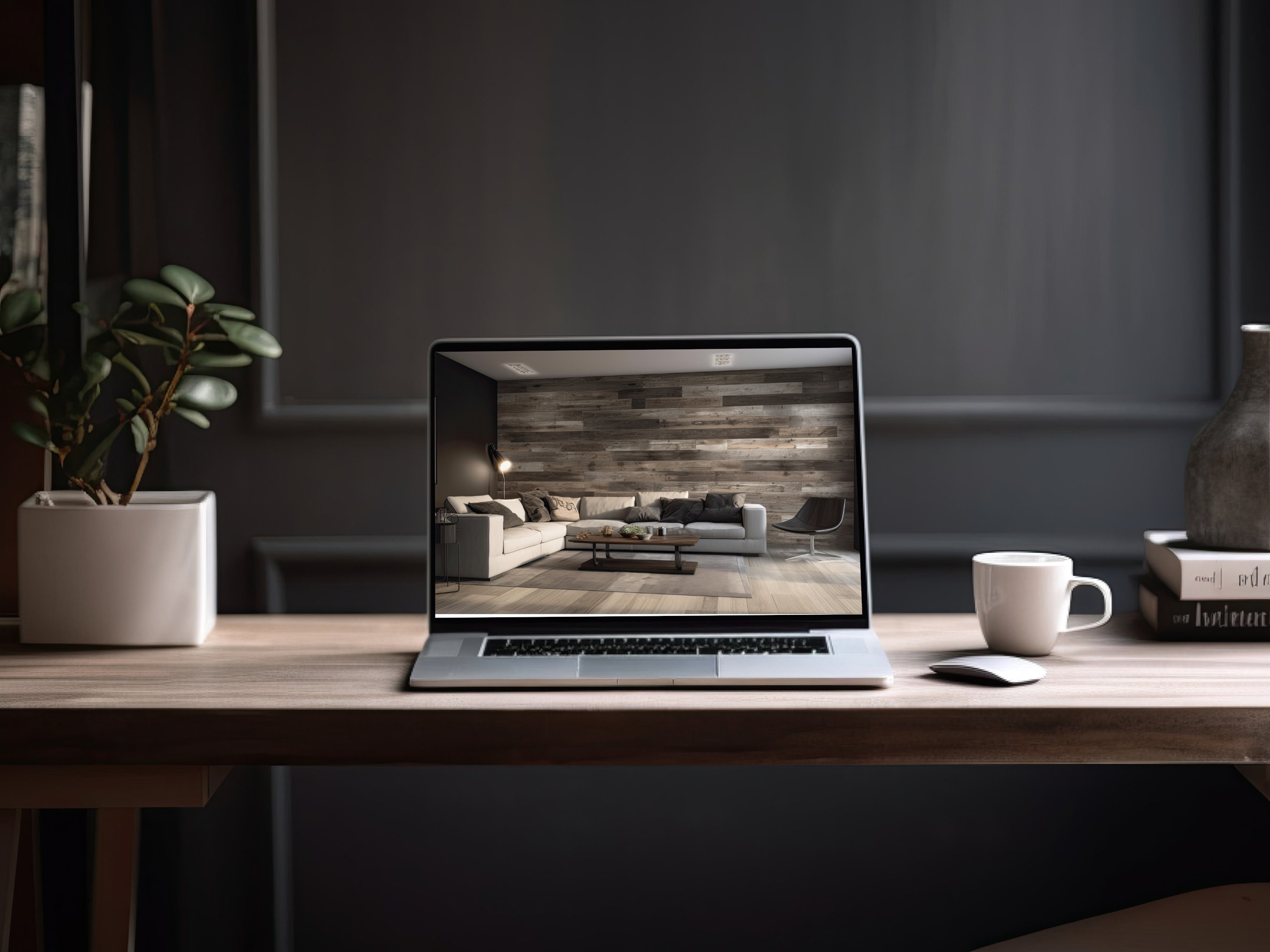 Farmhouse Zoom Backdrop, Grey Accent Wall Design, Farmhouse Zoom ...