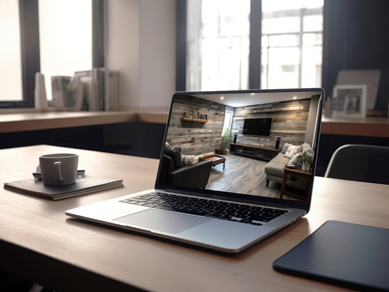 Farmhouse Zoom Backdrop, Grey Accent Wall Design, Farmhouse Zoom ...