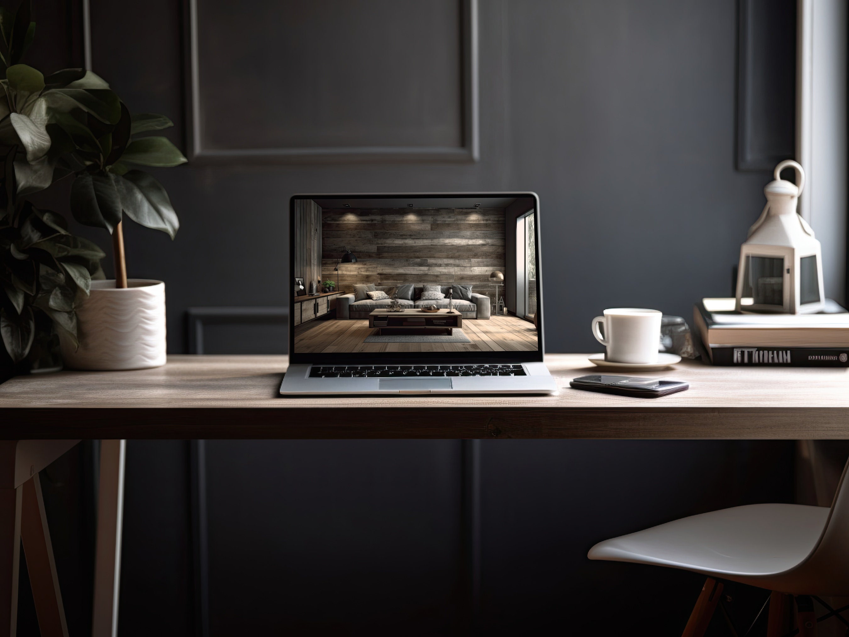 Farmhouse Zoom Backdrop, Grey Accent Wall Design, Farmhouse Zoom ...