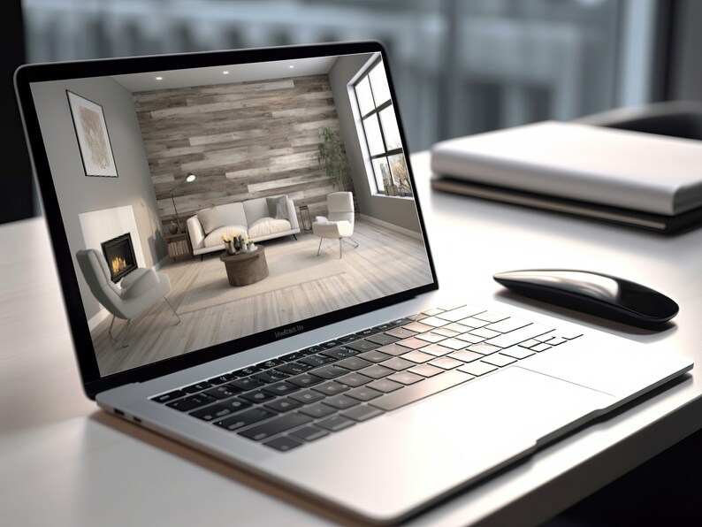 Farmhouse Zoom Backdrop,mixed Grey Accent Wall Design, Farmhouse Zoom ...