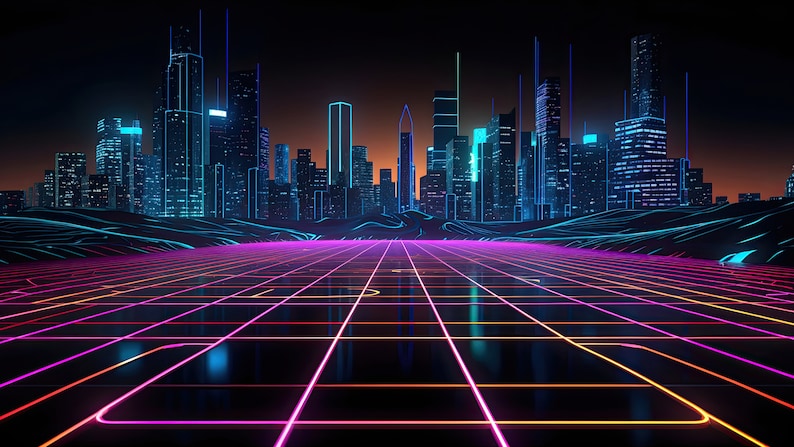 Neon Zoom Virtual Background, Spacious Zoom Meeting Backdrop - Etsy