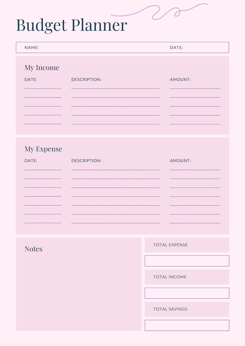 Printable Budget Planner Pink Digital Download - Etsy