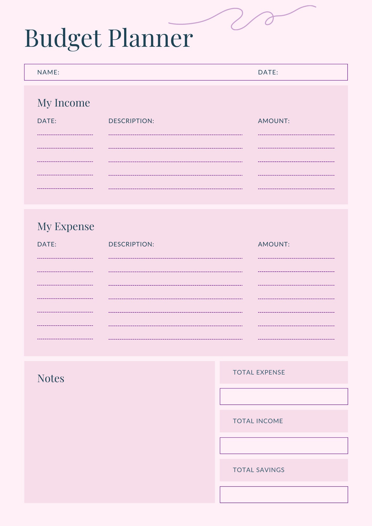 Printable Budget Planner Pink Digital Download - Etsy