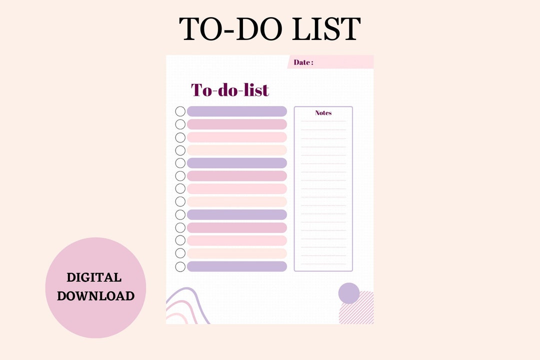 Printable TO DO LIST Pastel Digital Download - Etsy