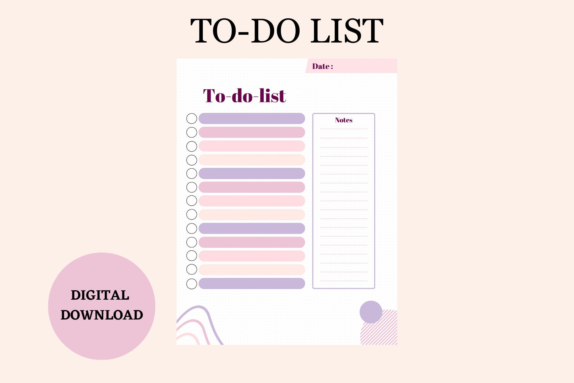 Printable TO DO LIST Pastel Digital Download - Etsy