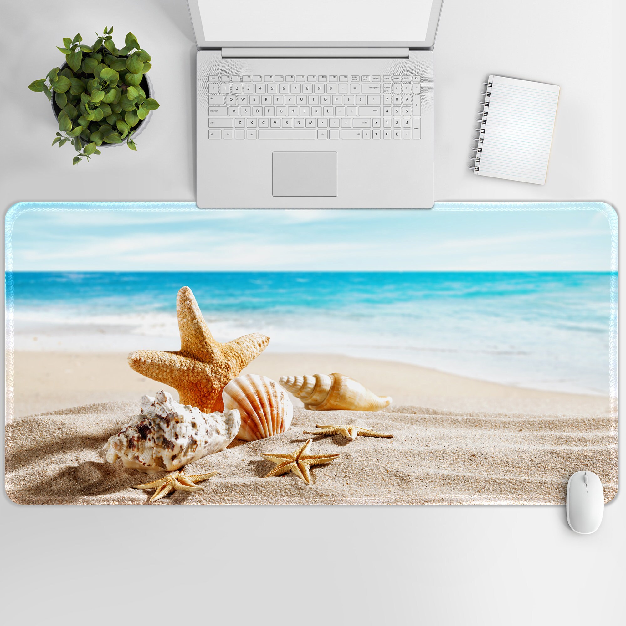Summer Beach Desk Mat, Star Fish Gaming Mouse Pad Sea Shell Mousepad ...