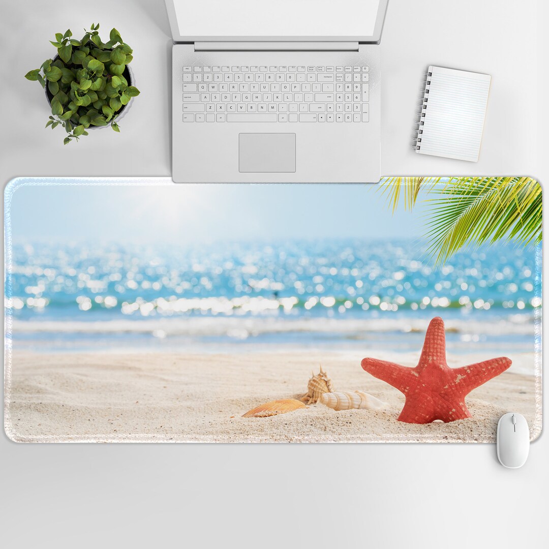 Summer Beach Desk Mat, Star Fish Gaming Mouse Pad Sea Shell Mousepad ...