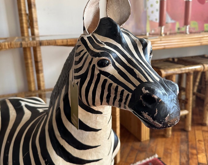 Vintage Hand Painted Leather Zebra Statue - Size of a Baby Zebra - Etsy