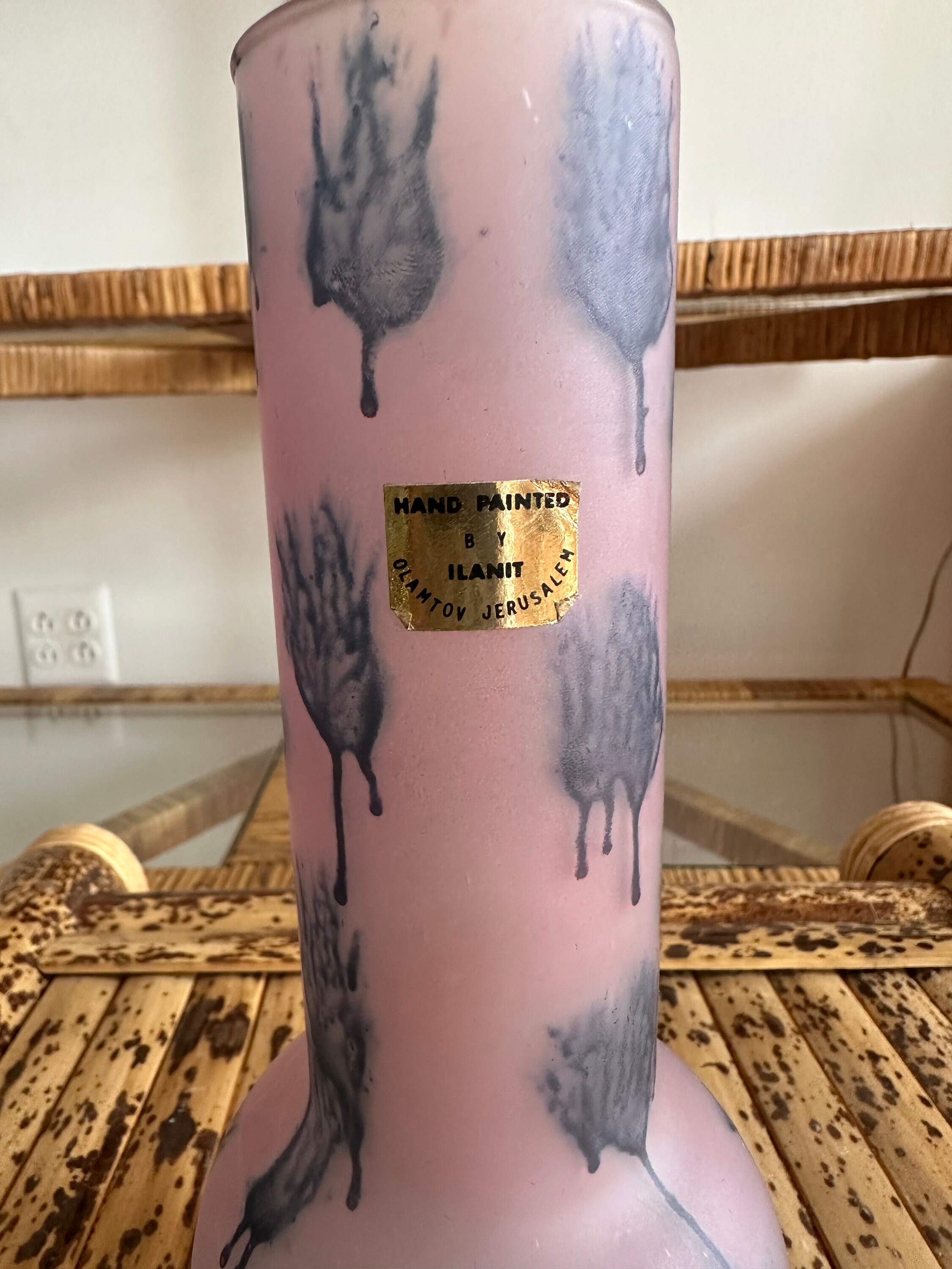 1970s Hand Painted Art Glass Vase Paint Splatters by ILANIT of ...