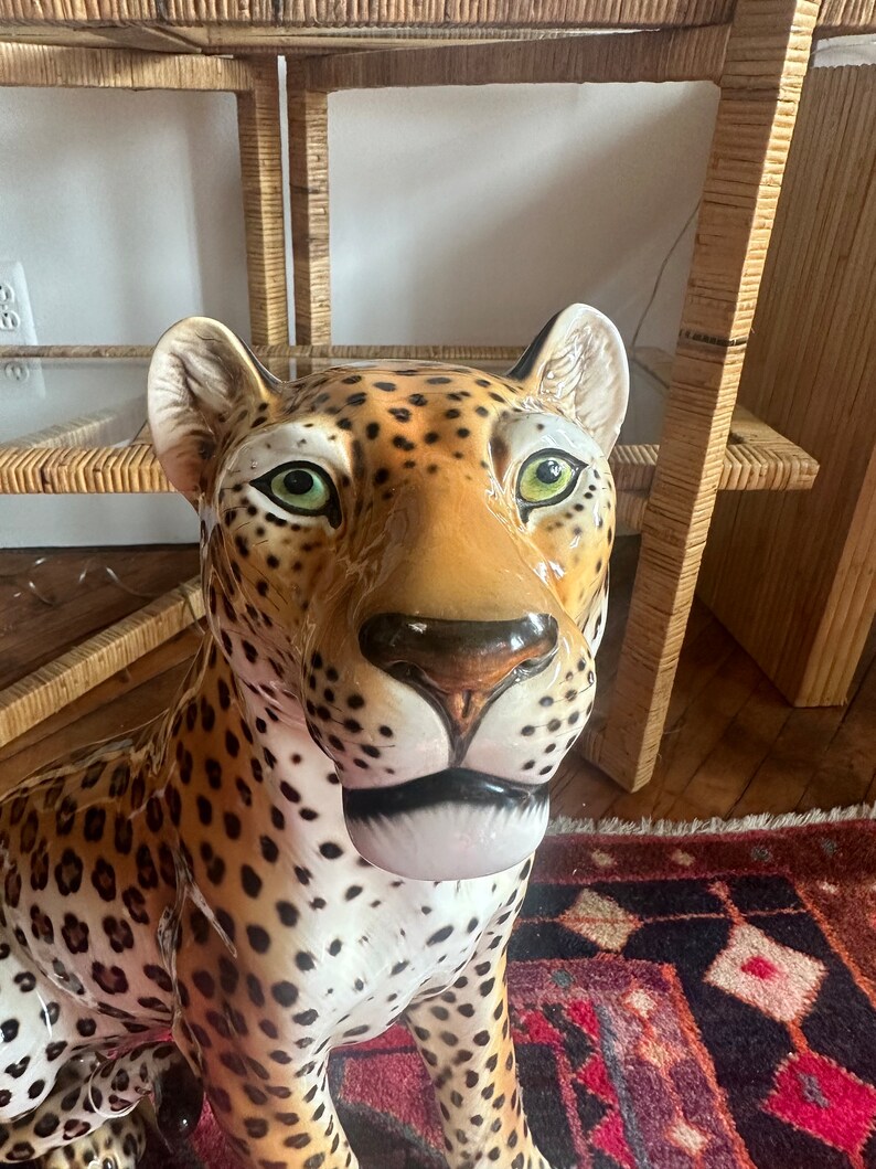 Mid Century Ronzan Ceramic Leopard Statue Signed and Marked Made in ...