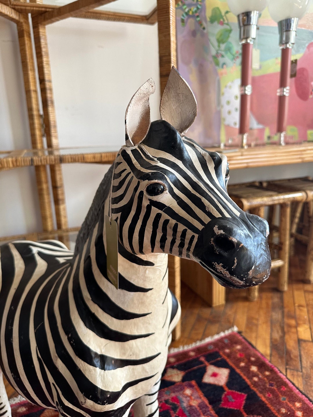 Vintage Hand Painted Leather Zebra Statue - Size of a Baby Zebra - Etsy