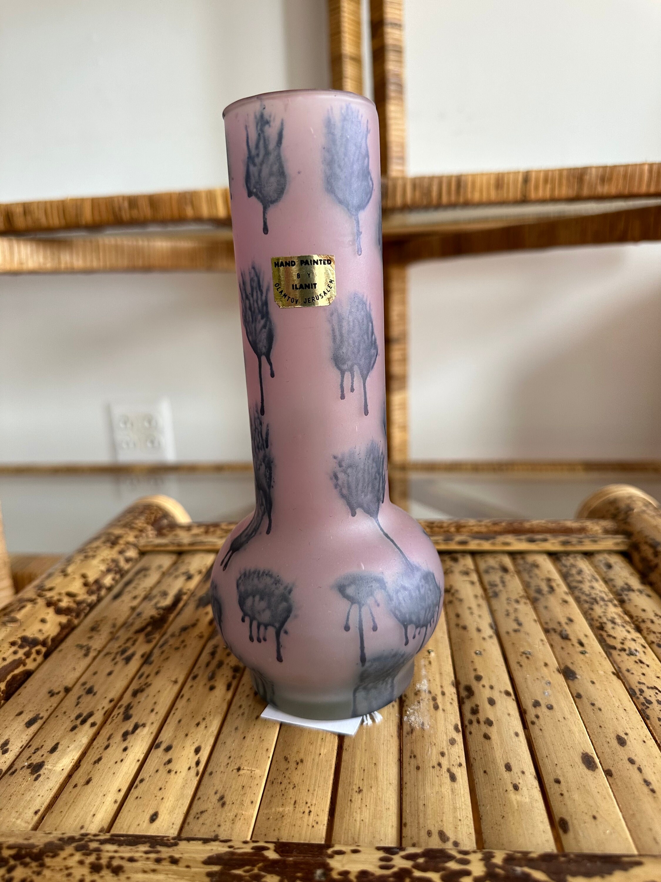 1970s Hand Painted Art Glass Vase Paint Splatters by ILANIT of ...