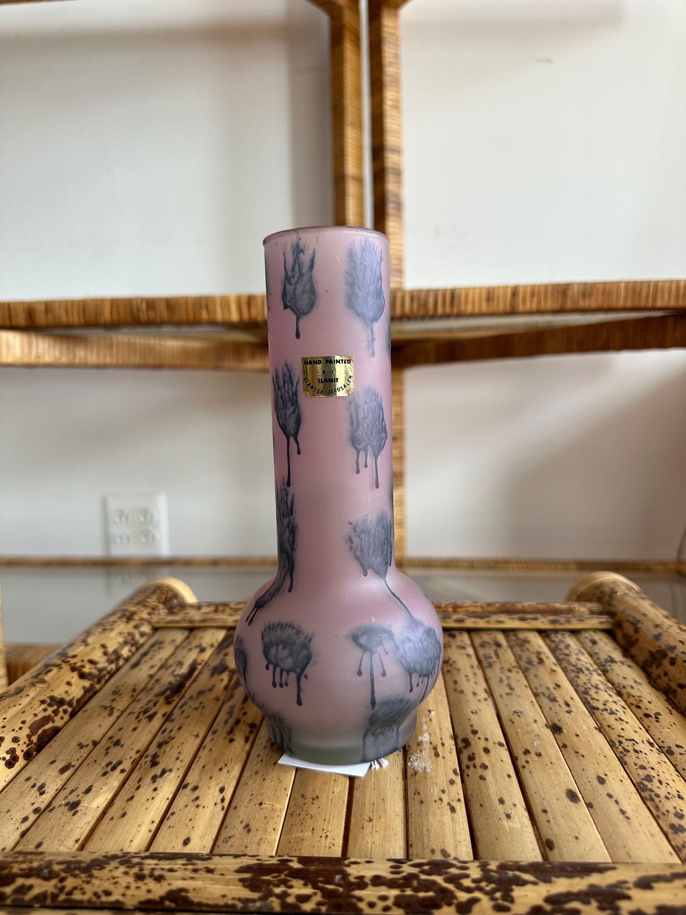 1970s Hand Painted Art Glass Vase Paint Splatters by ILANIT of ...