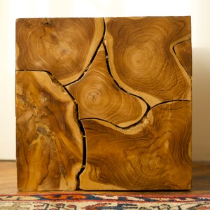 Patchwork Teak Side Table Cube Form - Etsy