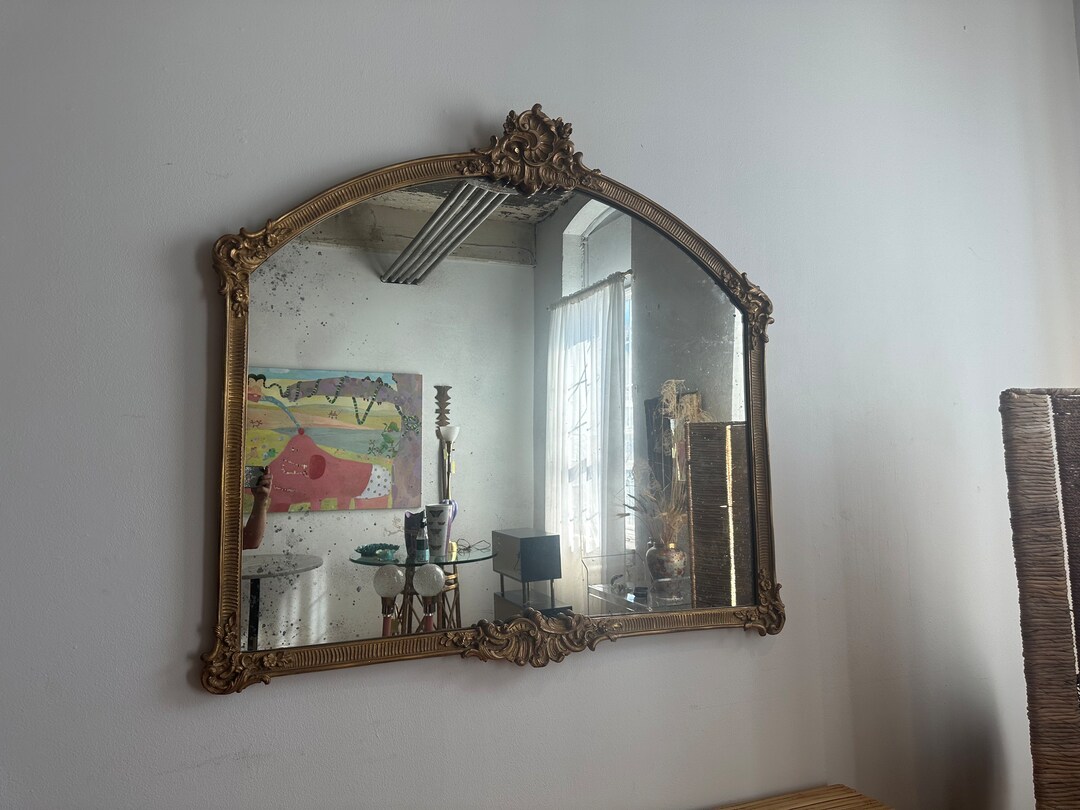 Large Heavy Antique Gilt Mantel Mirror Gorgeous Foxing on the Mirror - Etsy