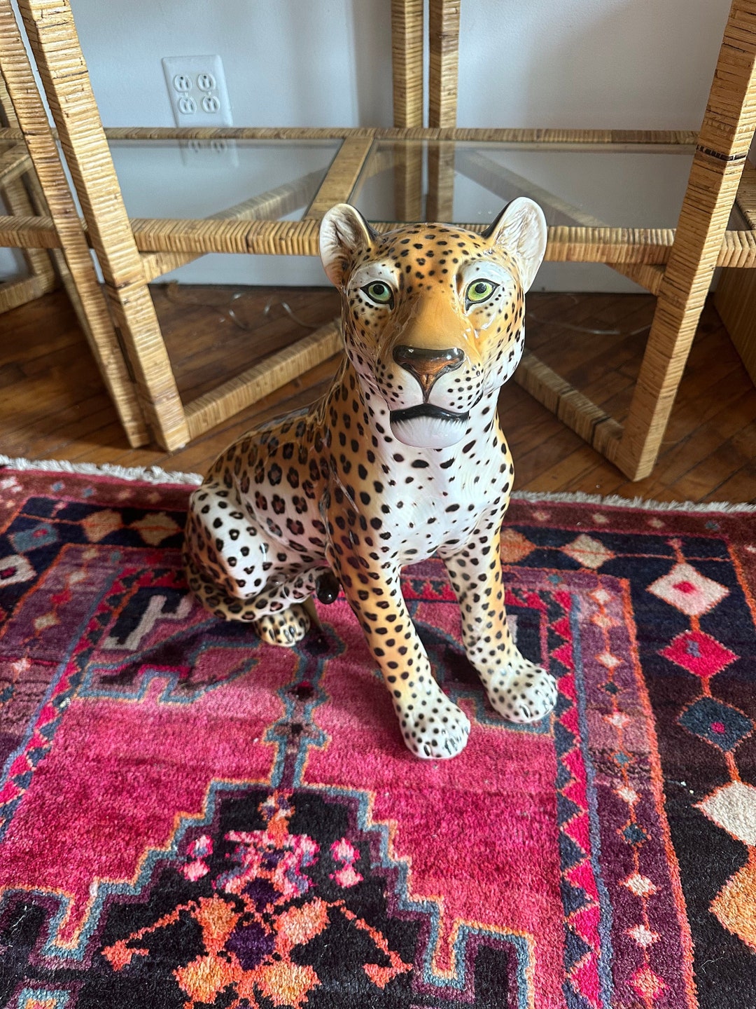 Mid Century Ronzan Ceramic Leopard Statue Signed and Marked Made in ...