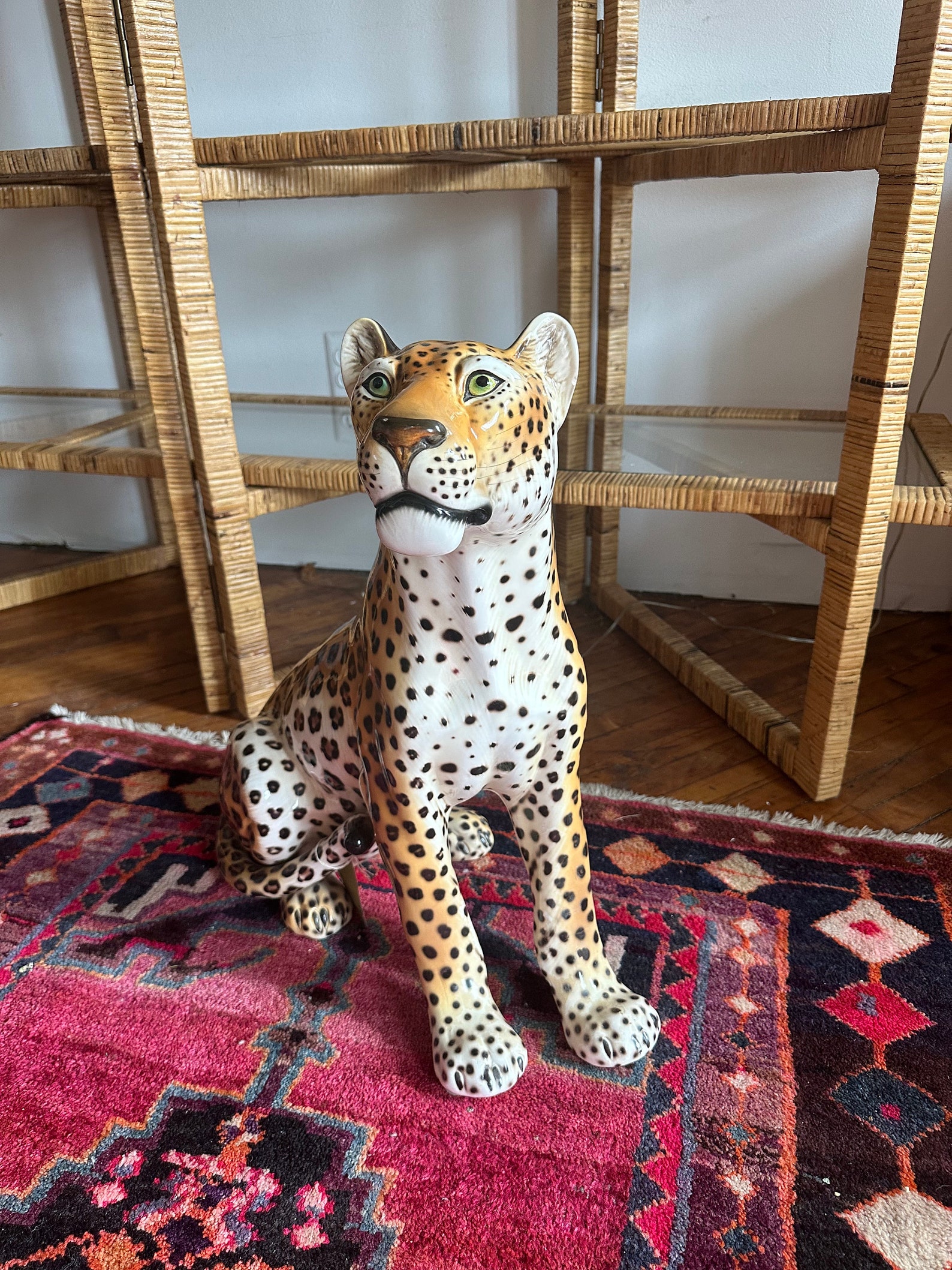 Mid Century Ronzan Ceramic Leopard Statue Signed and Marked Made in ...