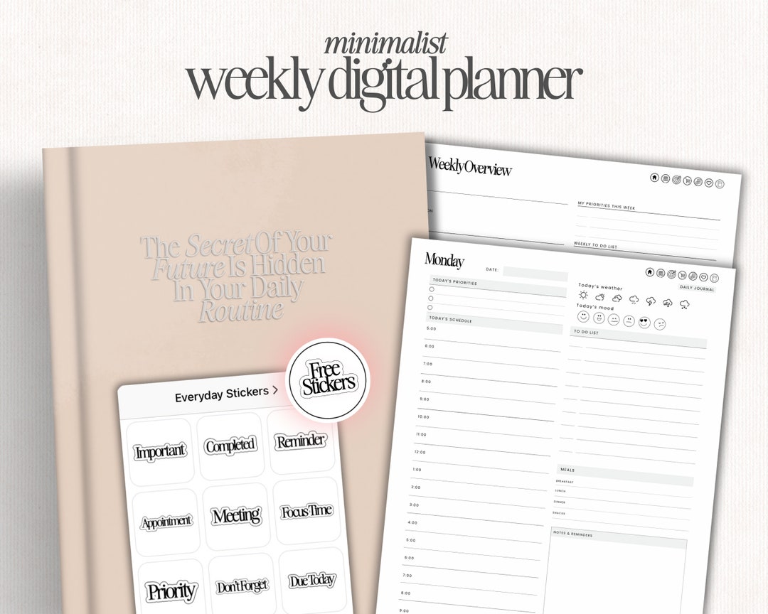 Weekly Dashboard Minimalistic Weekly Planner Digital - Etsy