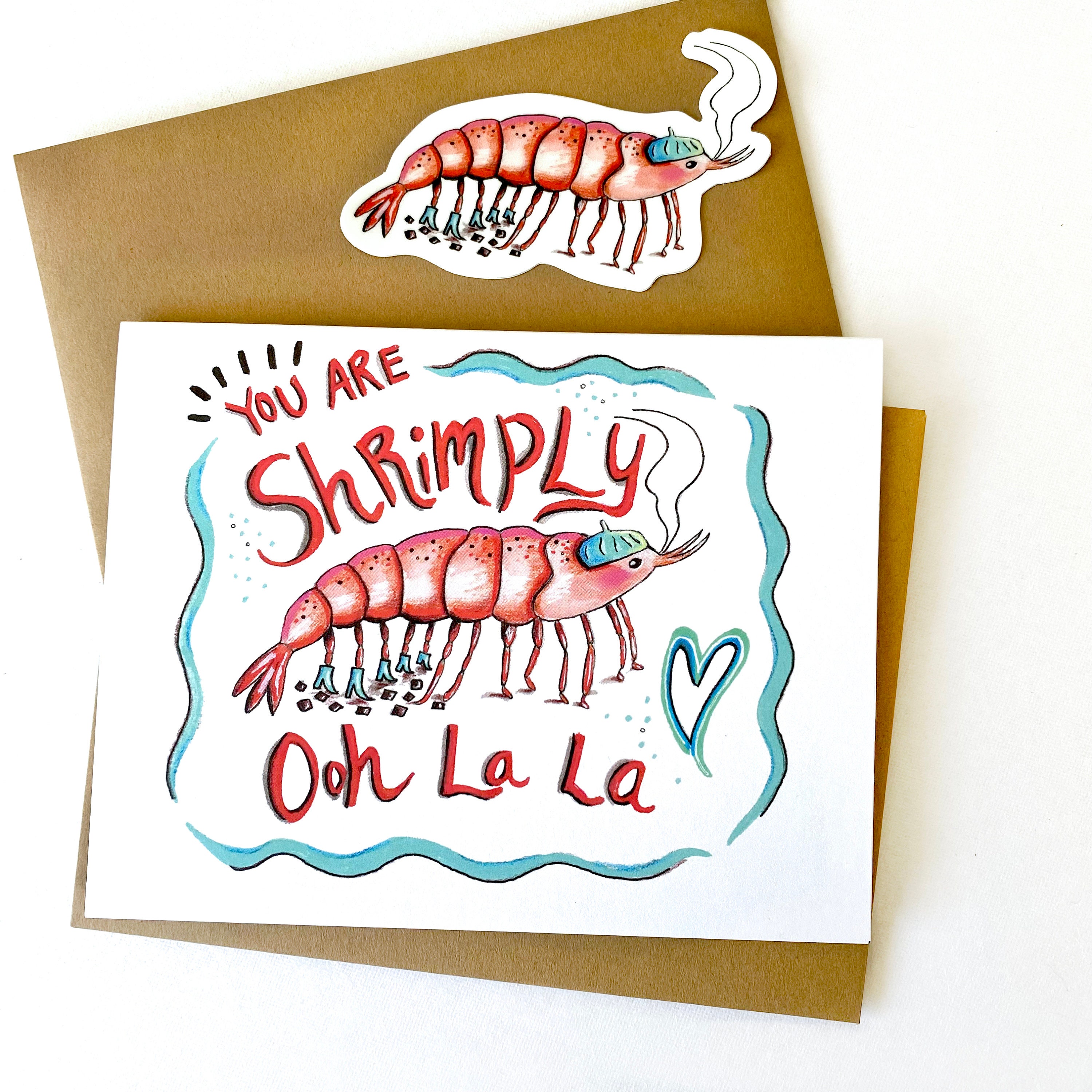 Beret Shrimp Sticker, Cute Shrimp Sticker, Ocean Life Sticker, Shrimp ...