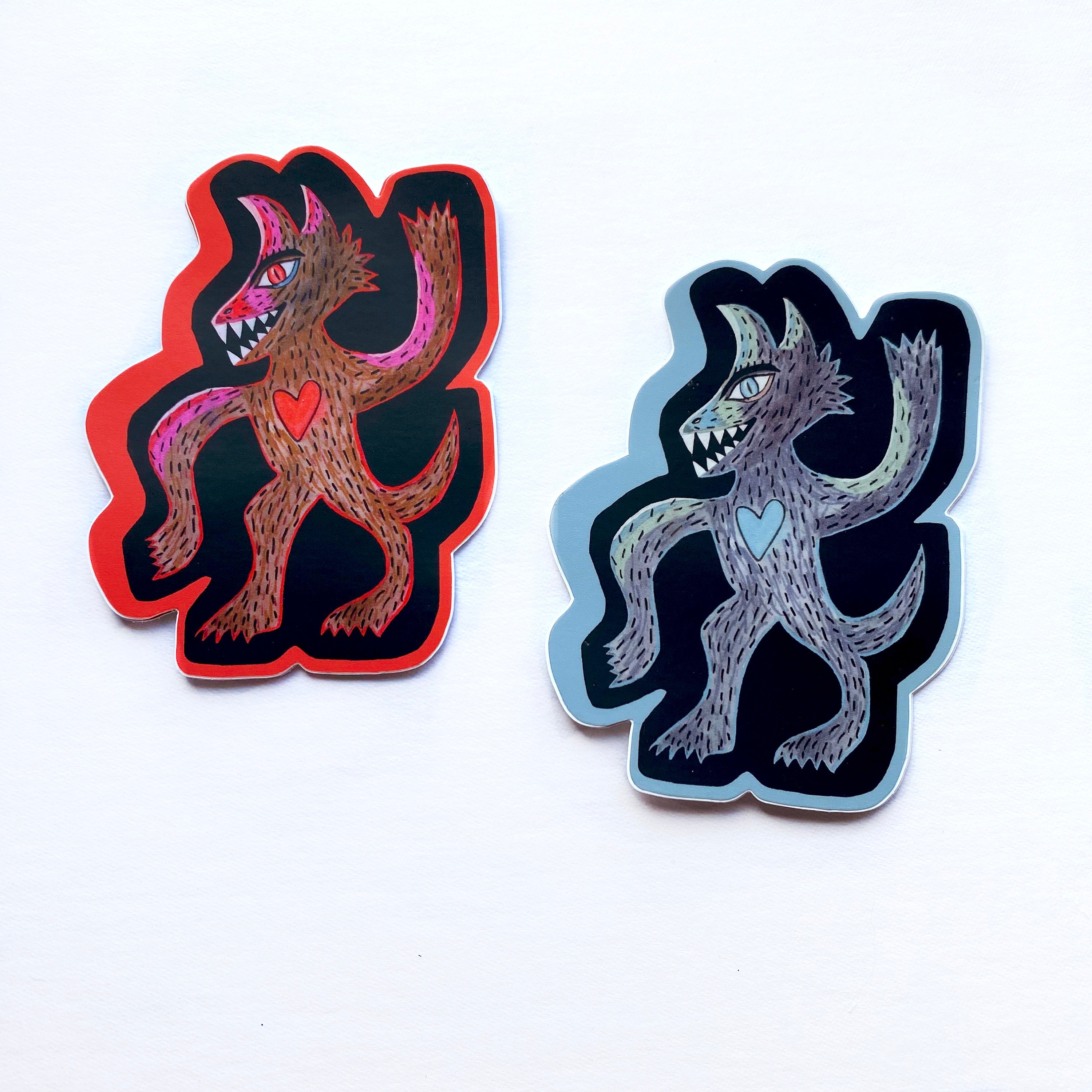 Red Love Wolf Sticker Werewolf Vinyl Sticker Lycanthrope - Etsy