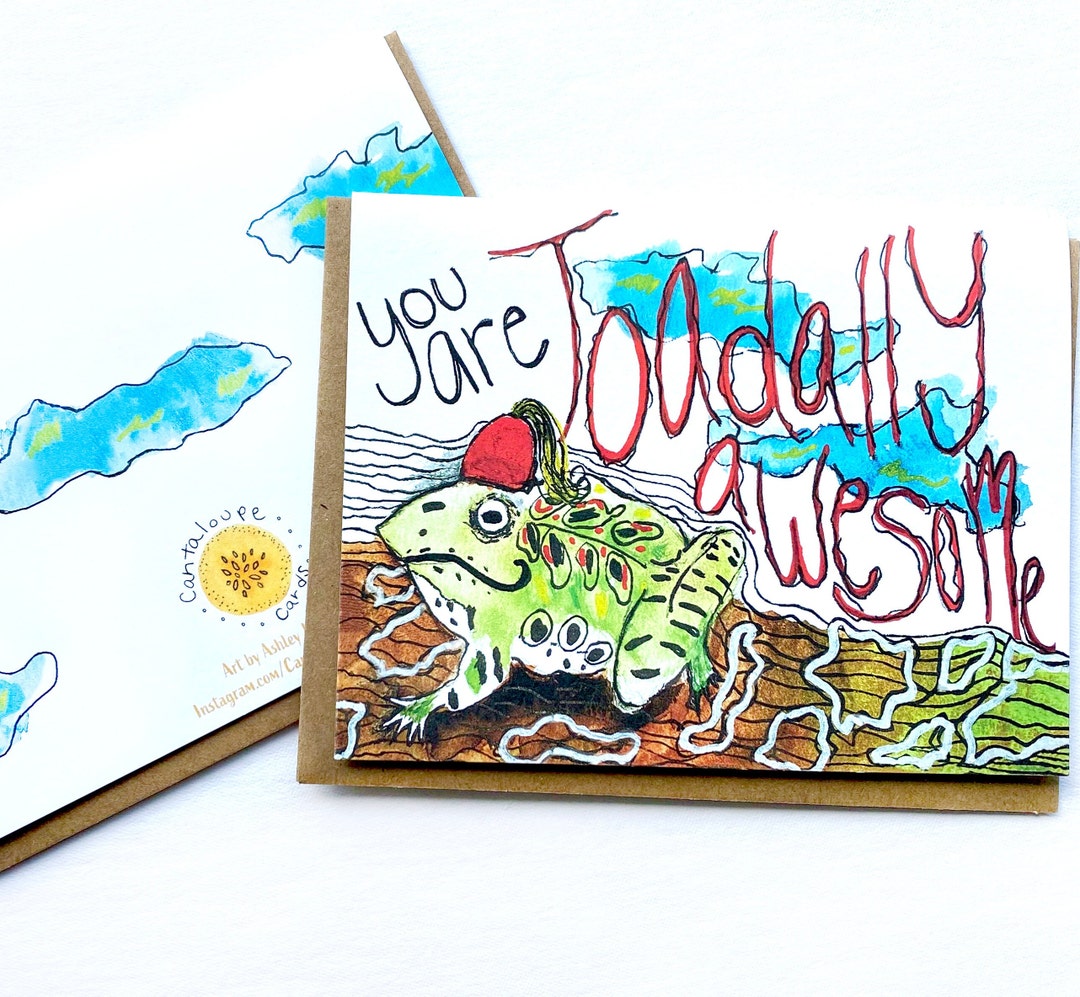 Awesome Toad Greeting Card, Funny Frog Birthday Card, Frog Friendship ...