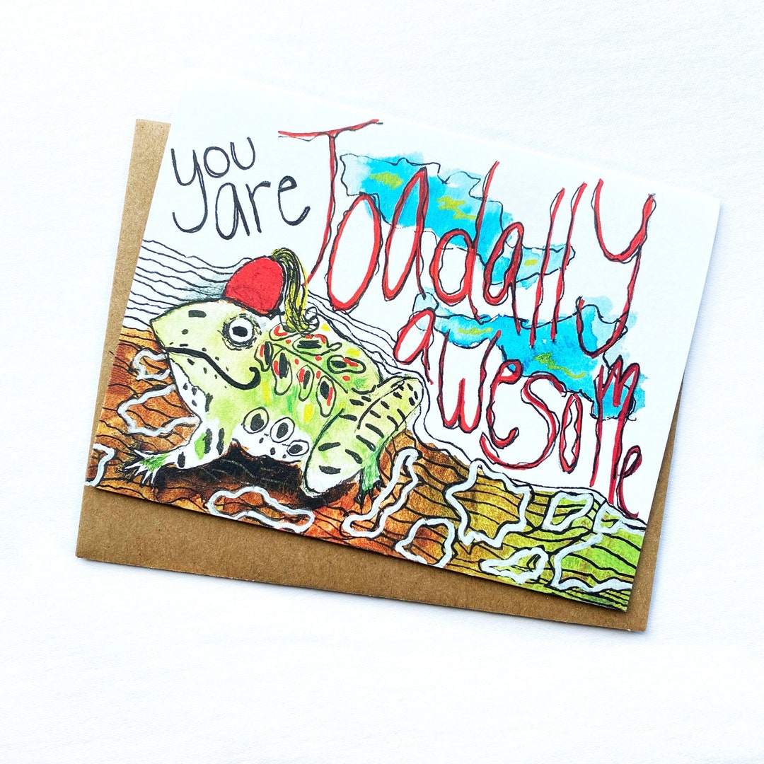 Awesome Toad Greeting Card Funny Frog Birthday Card Frog - Etsy