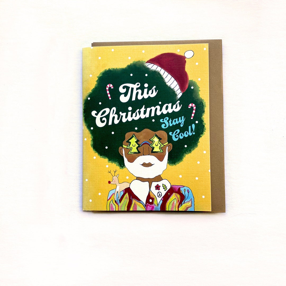 Afro Santa Christmas Card, Groovy 70s Santa Card, African American ...