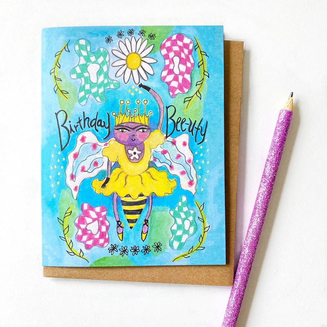 Ballerina Bee Spring Birthday Card - Etsy
