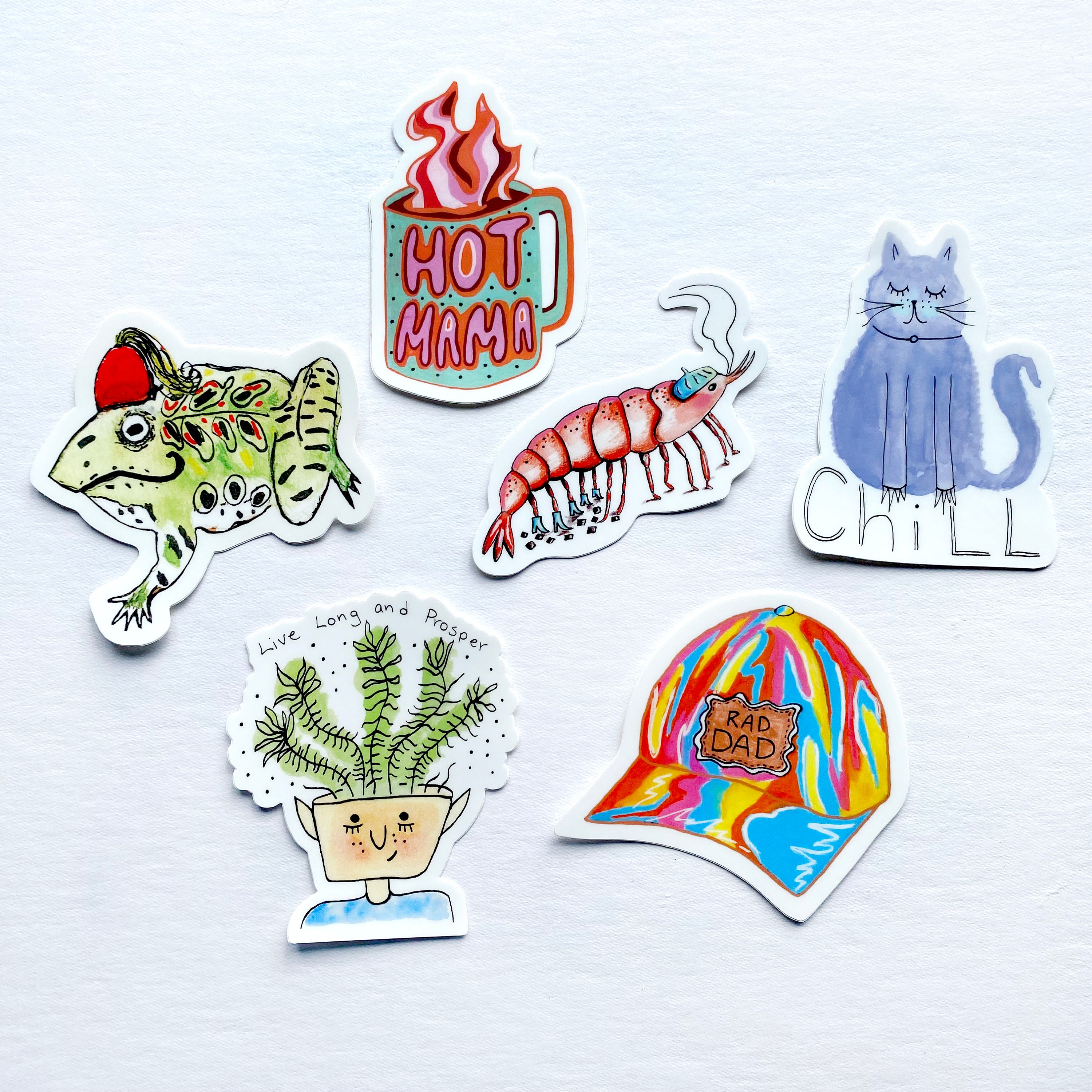 Beret Shrimp Sticker, Cute Shrimp Sticker, Ocean Life Sticker, Shrimp ...