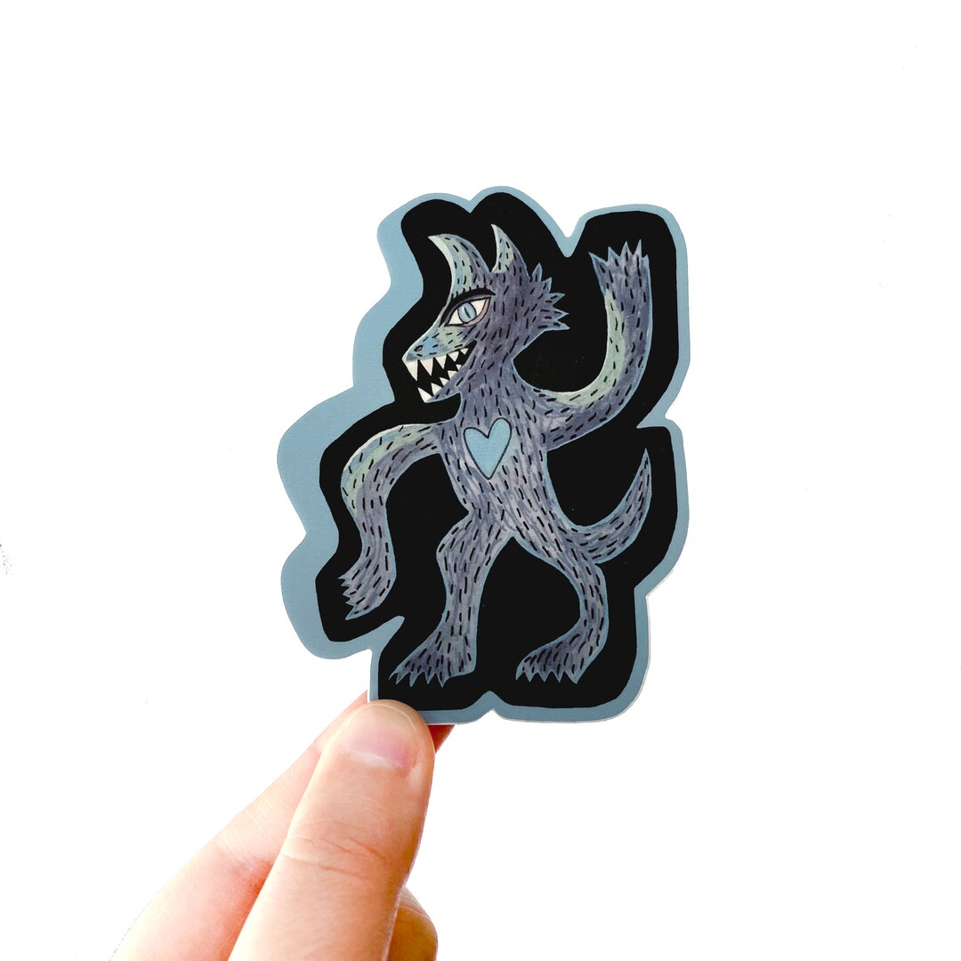 Blue Love Werewolf Sticker: Horror Laptop Decal - Etsy