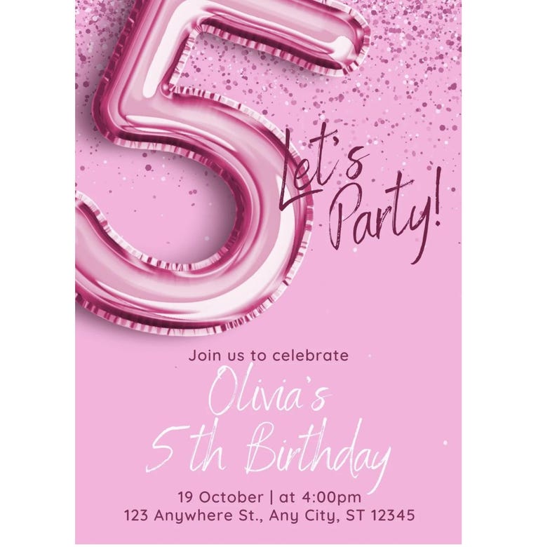 Birthday Invitation, 5th Birthday - Etsy