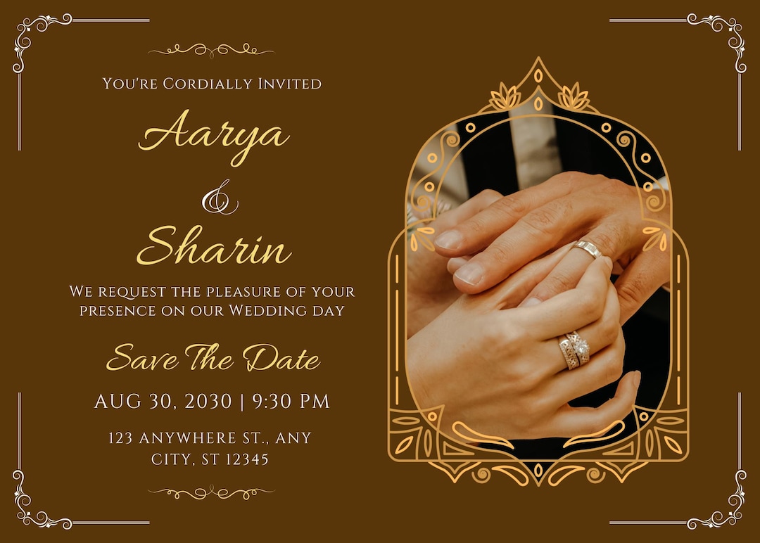 Editable Islamic Nikkah Invitation Template, Luxury Nikkah Invitation ...