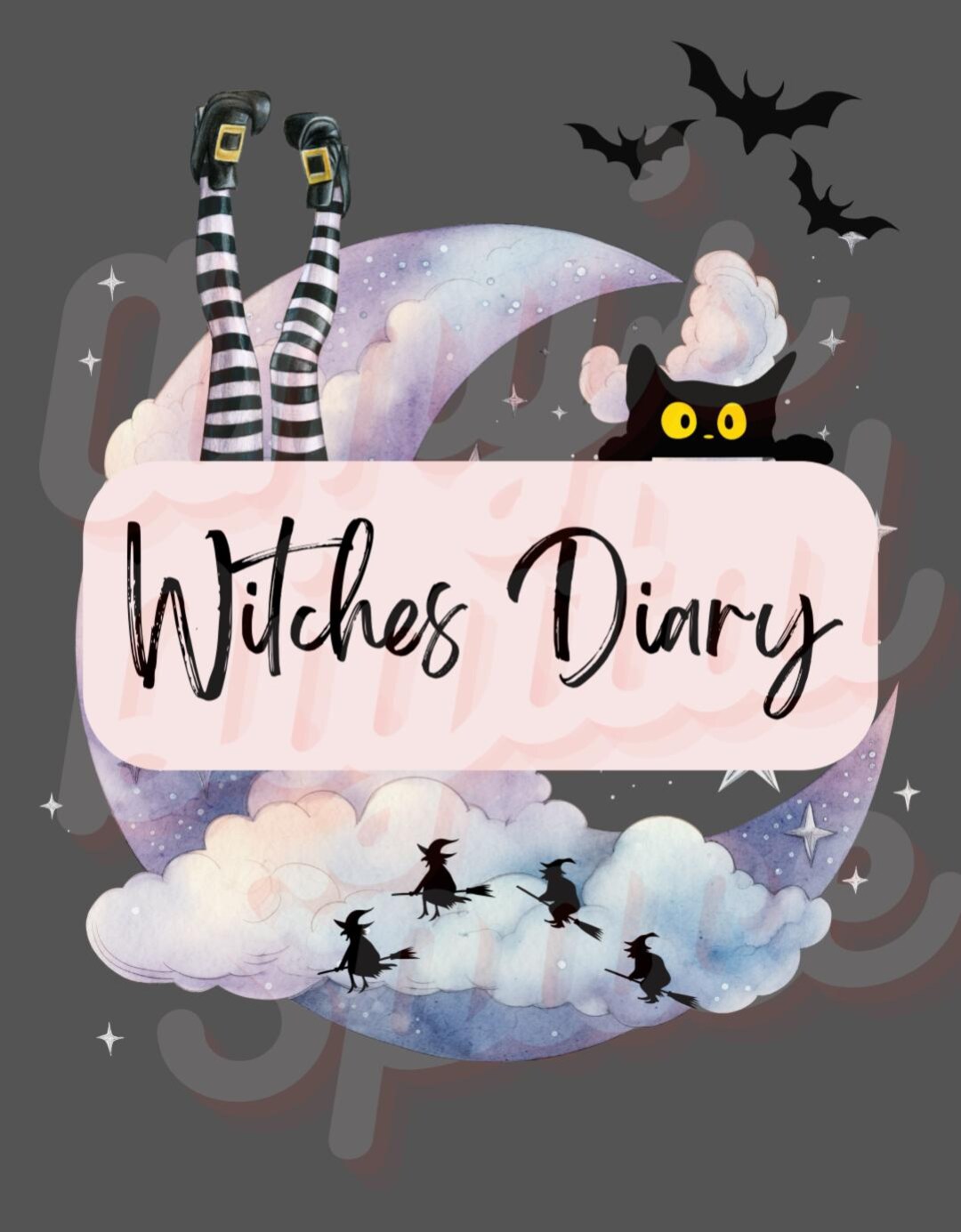 Witchy Notebook Front Cover and Pages, PDF Downloadable Content, Print ...