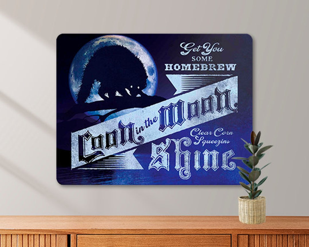 Man Cave Wall Decor Coon in the Moon Metal Sign - Etsy