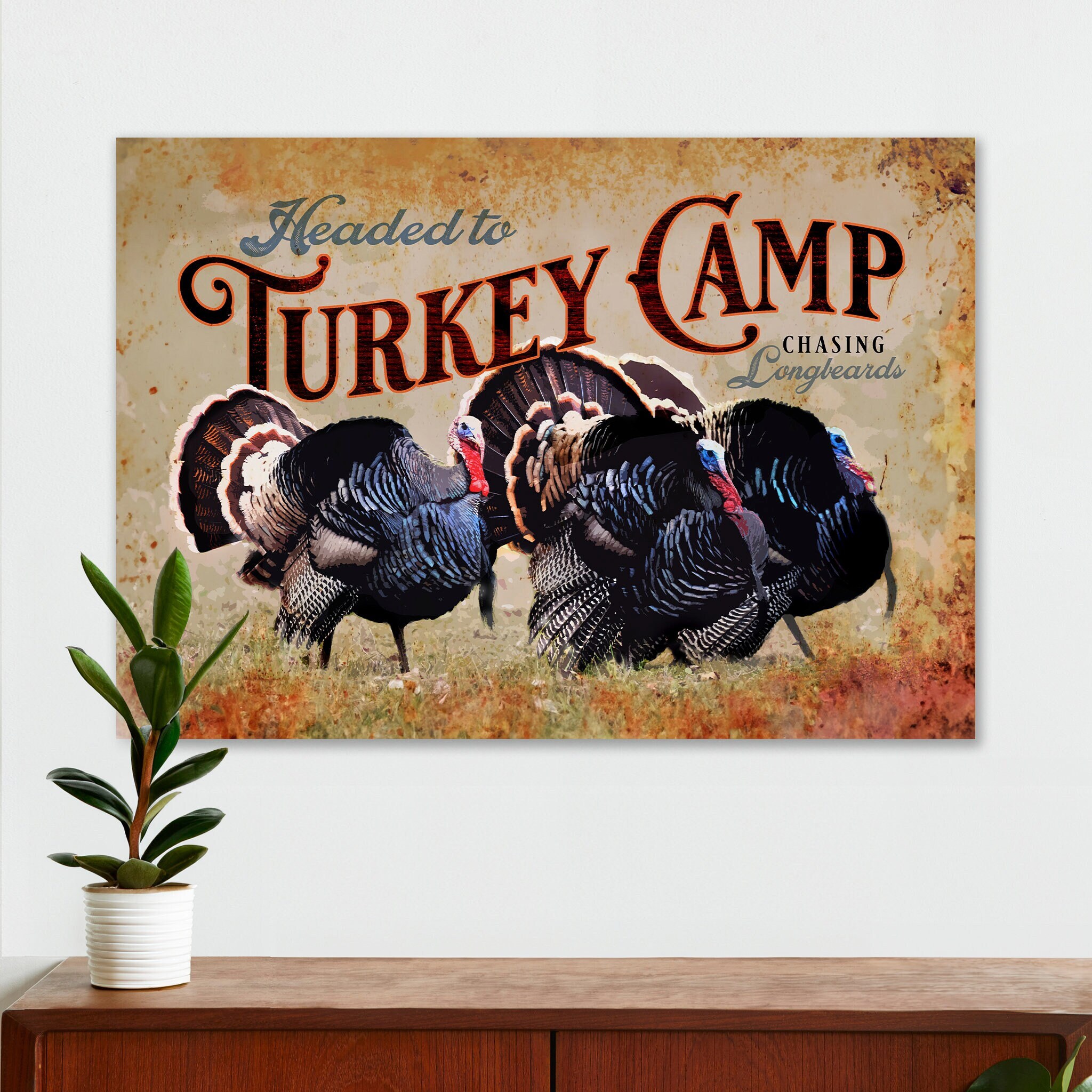 Headed to Turkey Camp - Canvas Wall Art - Hunting Wall Decor ...